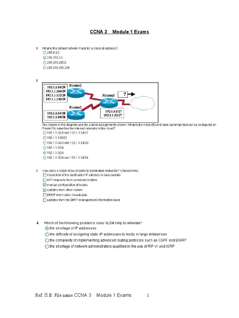 CCNA 3 Module 1 Exams | PDF