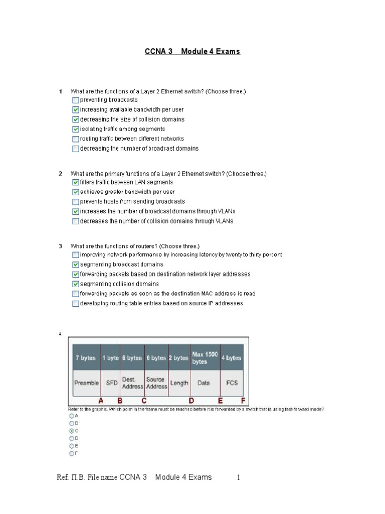 Practice Exams and Feedback for CCNA 3 Module 4 Topics | PDF