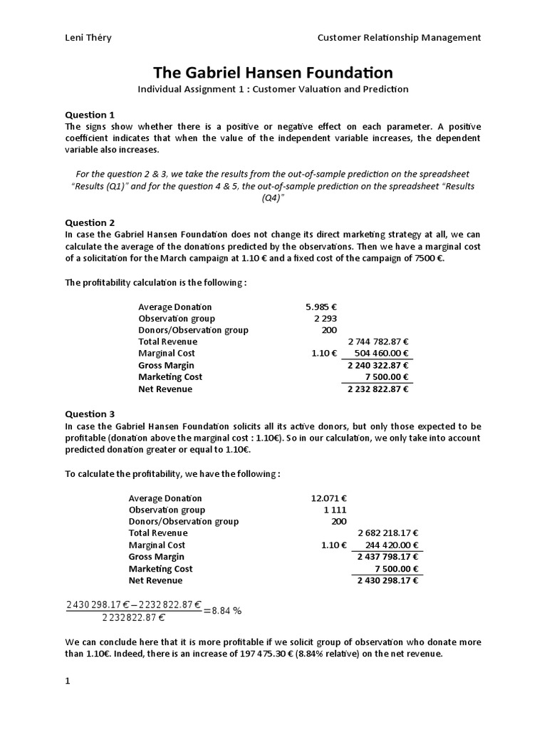 The Gabriel Hansen Foundation | PDF | Gross Margin | Market Segmentation