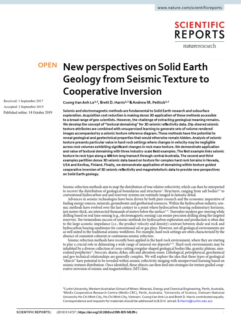 New Perspectives On Solid Earth Geology From Seismic Texture To ...