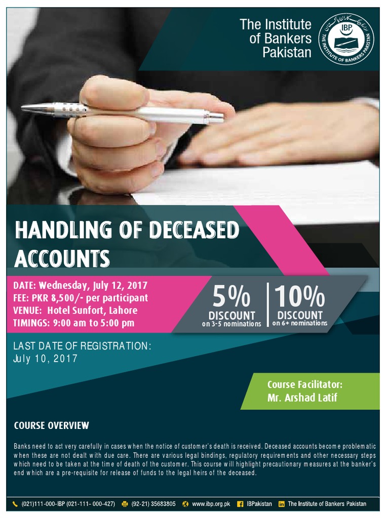 Handling of Deceased Accounts: The Institute of Bankers Pakistan | PDF ...