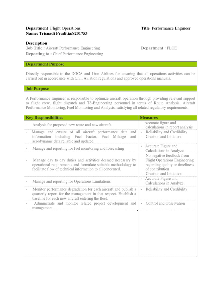 Aircraft Performance Engineer | PDF | Aircraft | Flight