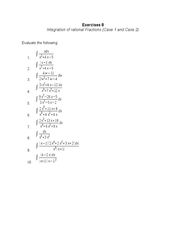 Integration of Rational Fractions (Case 1 and Case 2) : Evaluate The ...