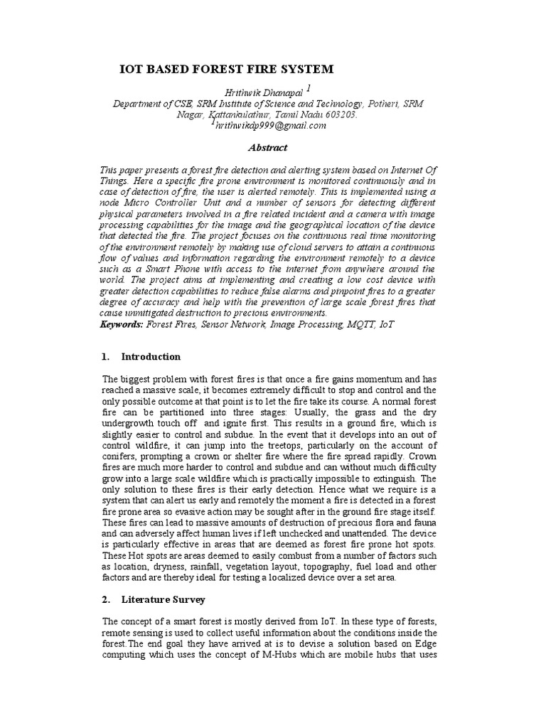 Iot Based Forest Fire Detection Final Manuscript Pdf Wireless Sensor Network Internet Of