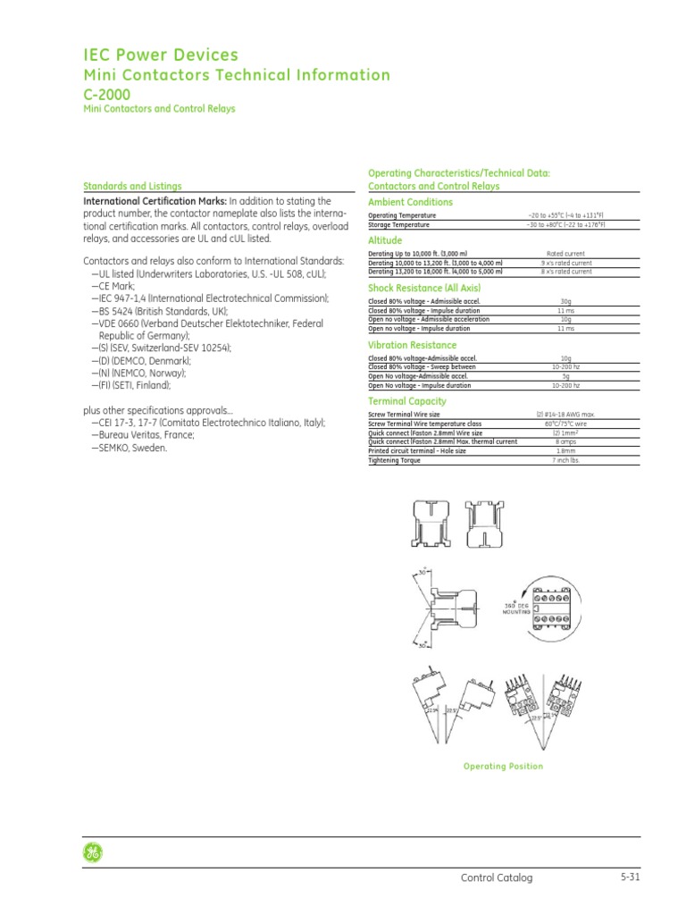 IEC Mini Contactors Specifications | PDF | Electric Motor | Components