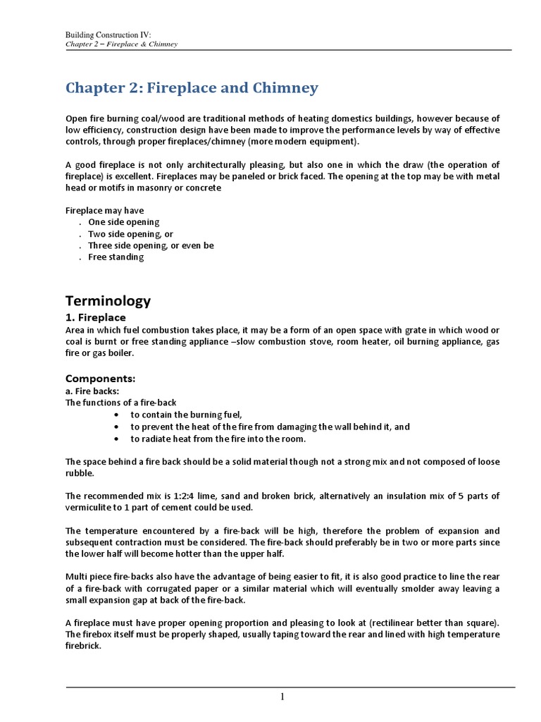 Chapter 2: Fireplace and Chimney: Terminology | PDF | Chimney | Fireplace
