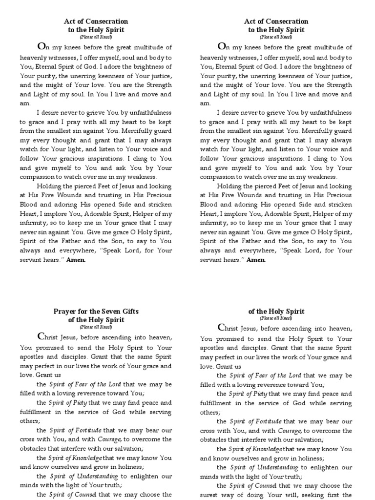 Act of Consecration To The HS | PDF | Grace In Christianity | Courage