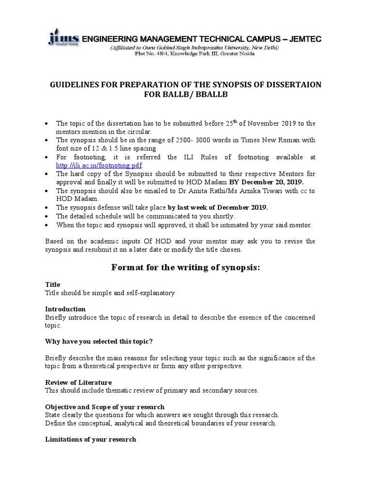 Dissertation Synopsis GuIdelines | PDF | Thesis | Inquiry Dissertation Synopsis GuIdelines | PDF | Thesis | Inquiry