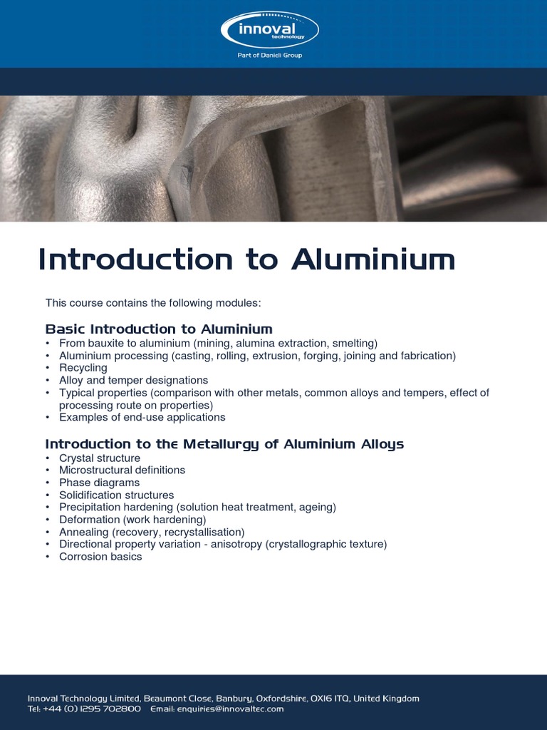 Basic Introduction To Aluminium | PDF | Alloy | Heat Treating