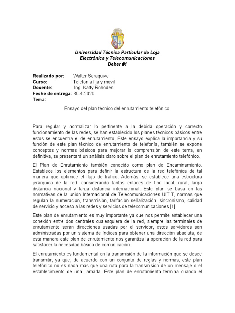 Ensayo Enrutamiento | PDF | Enrutador (Computación) | Enrutamiento