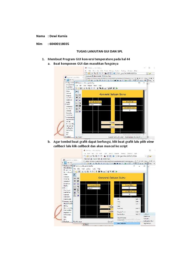Tugas Gui Lanjutan Dan Spl Pdf Object Computer Science Matlab