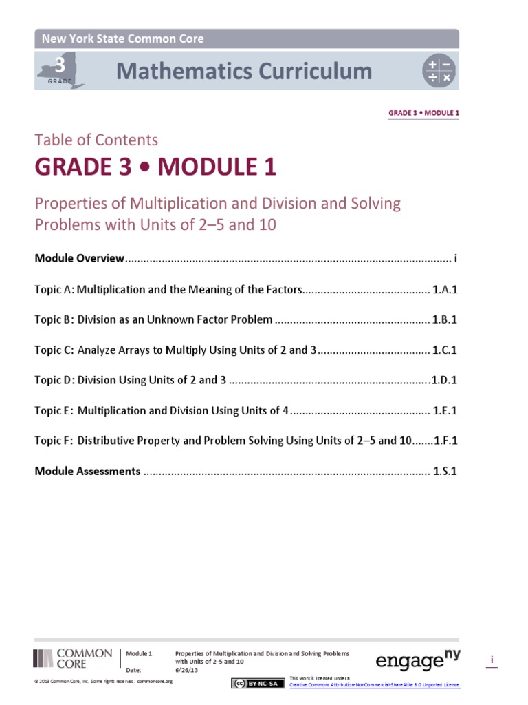 Grade 3 Math Module 1 | Download Free PDF | Common Core State Standards ...
