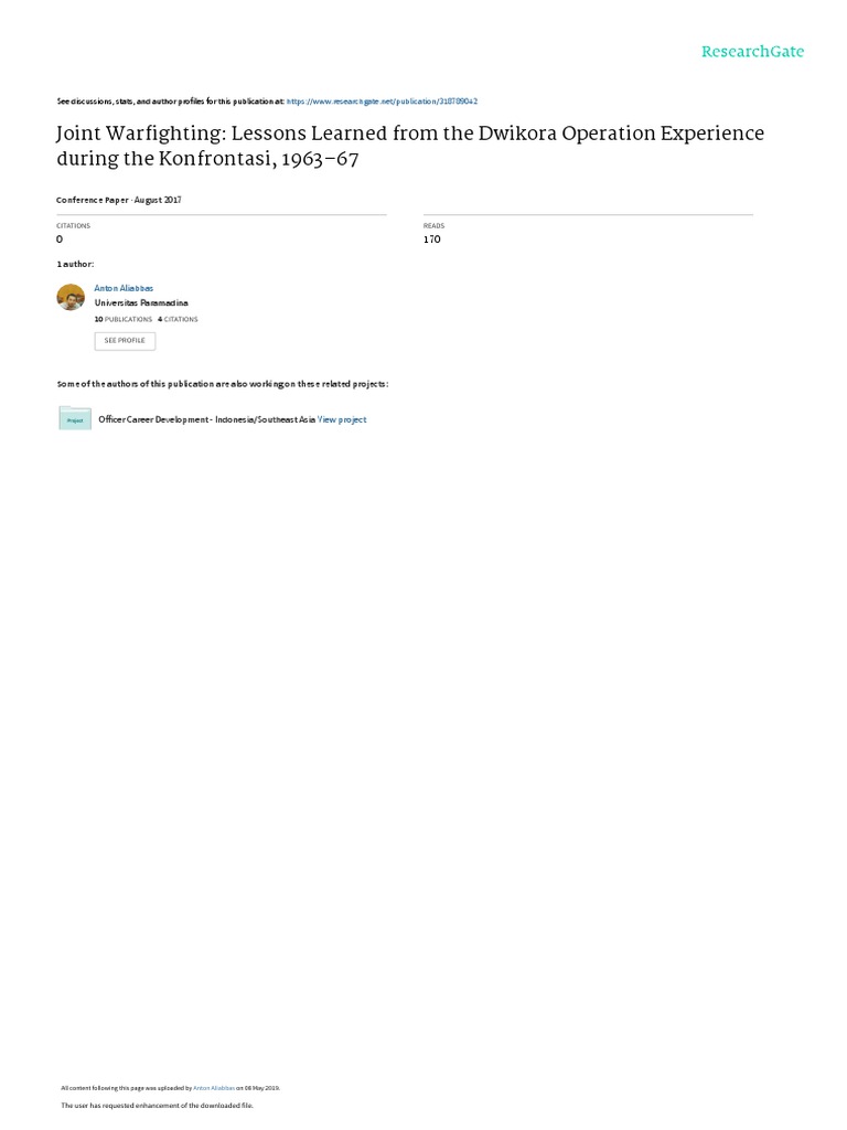 Joint Warfighting: Lessons Learned From The Dwikora Operation ...