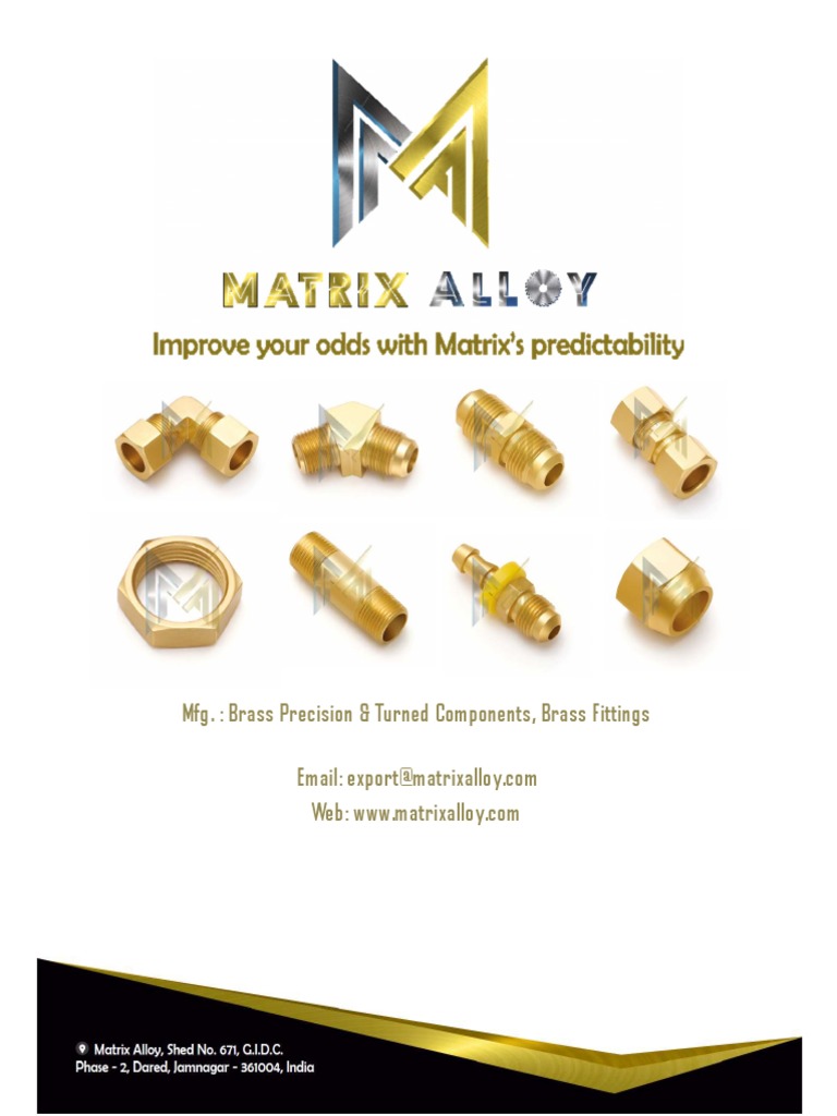 Brass Product Catalouge - Matrix Alloy | PDF | Brass | Pipe (Fluid ...