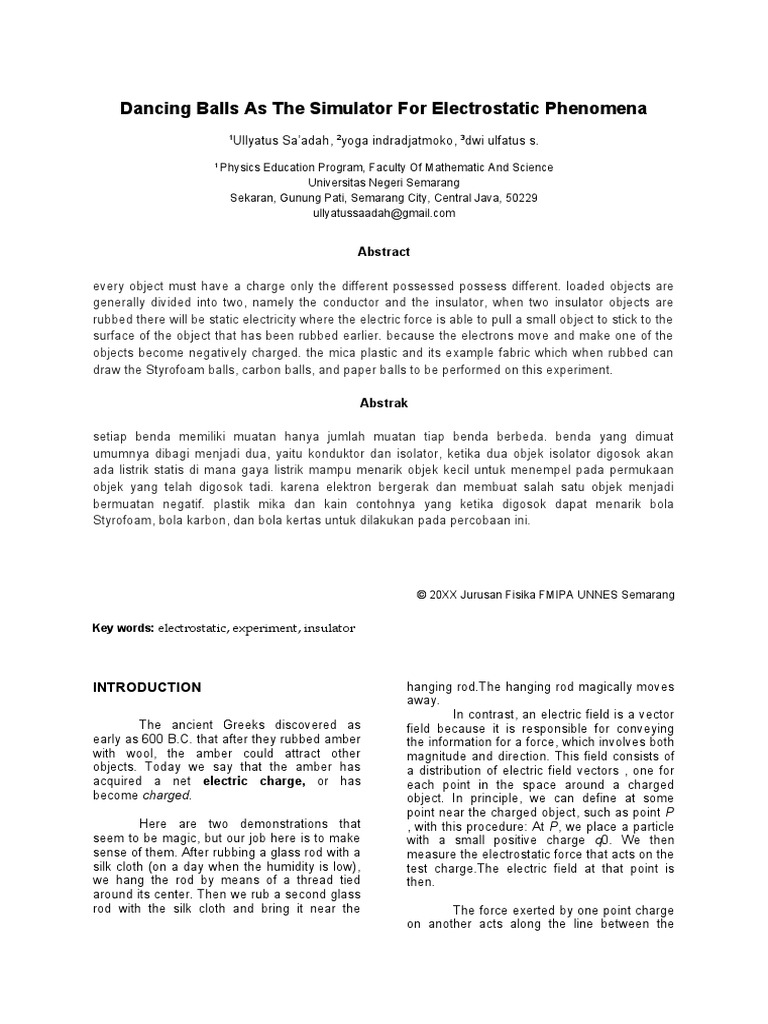 Dancing Balls As The Simulator For Electrostatic Phenomena | PDF ...