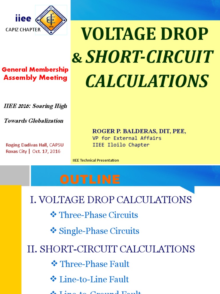 VOLTAGE DROP AND FAULT CURRENT CALCULATIONS - IIEE Presentation | PDF | Transformer | Physics