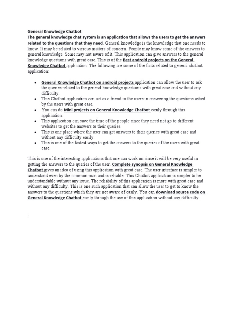 General Knowledge Chatbot for Android | PDF | Computers