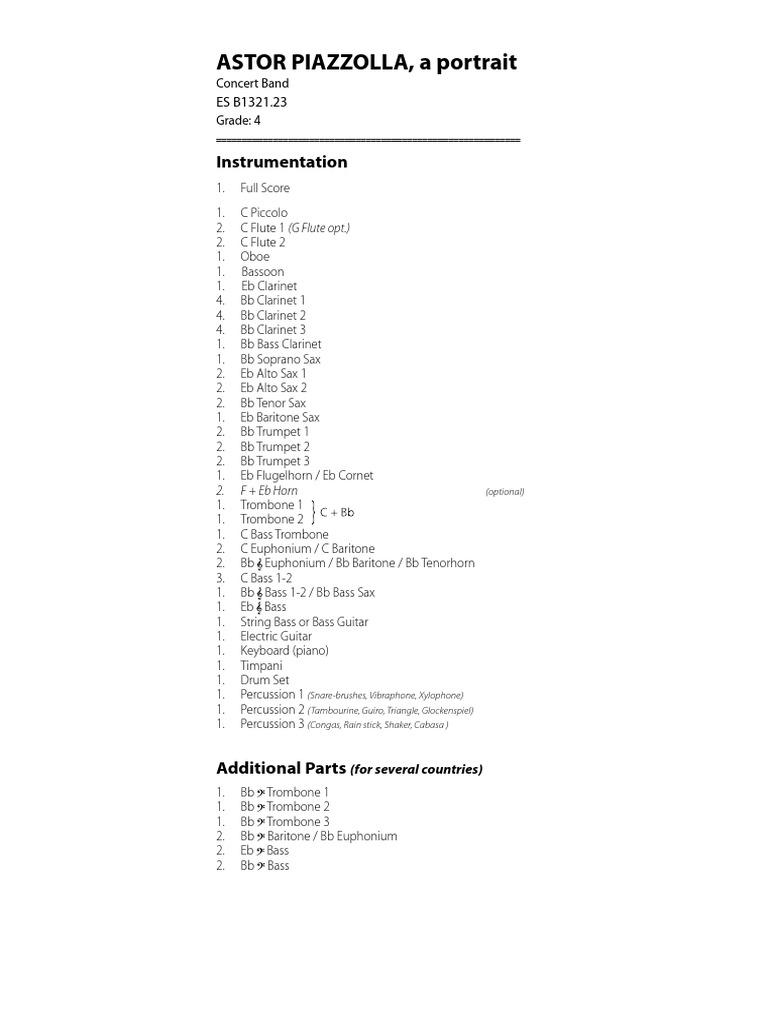 ASTOR PIAZZOLLA, A Portrait | PDF | Saxophone | Trombone