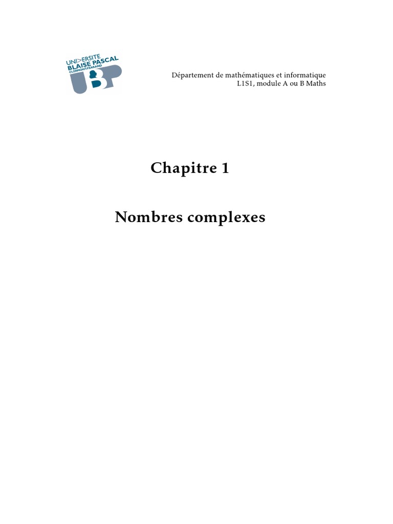 Nombres Complexe Complément 1 | PDF | Multiplication | Nombre complexe