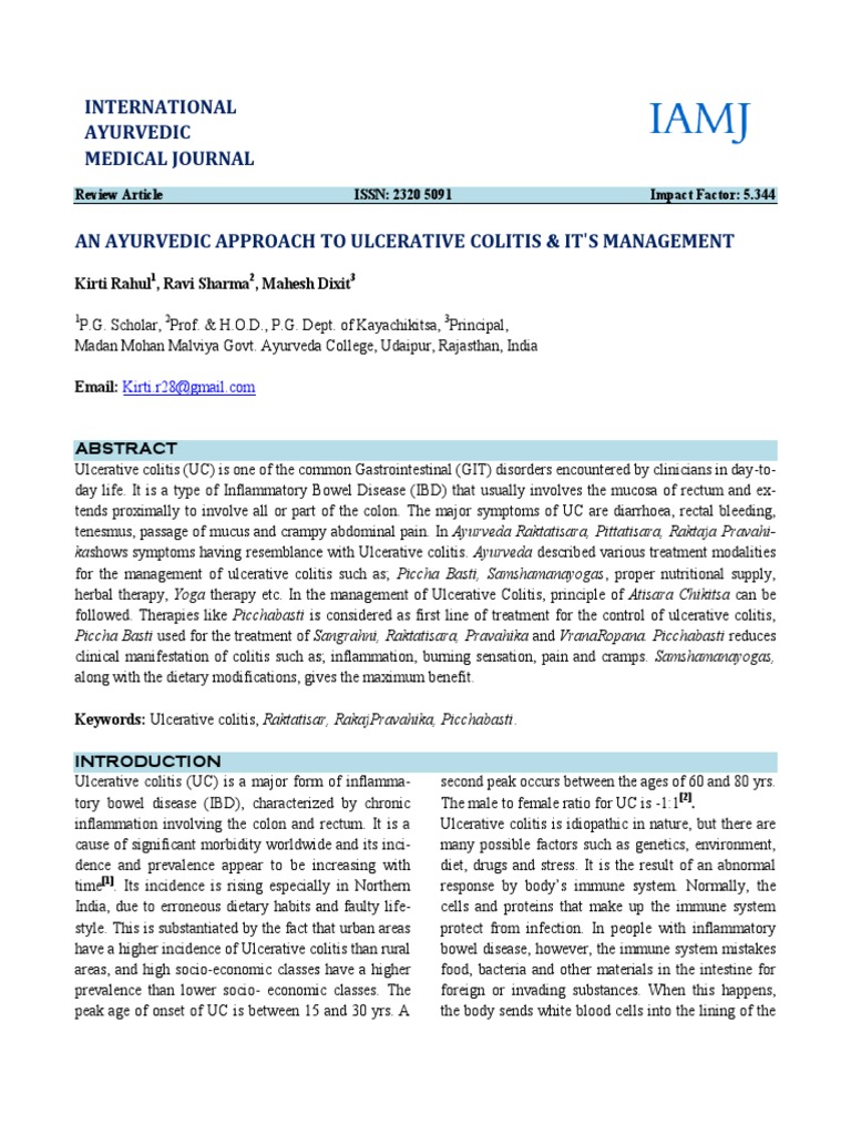 International Ayurvedic Medical Journal: Review Article ISSN: 2320 5091 ...