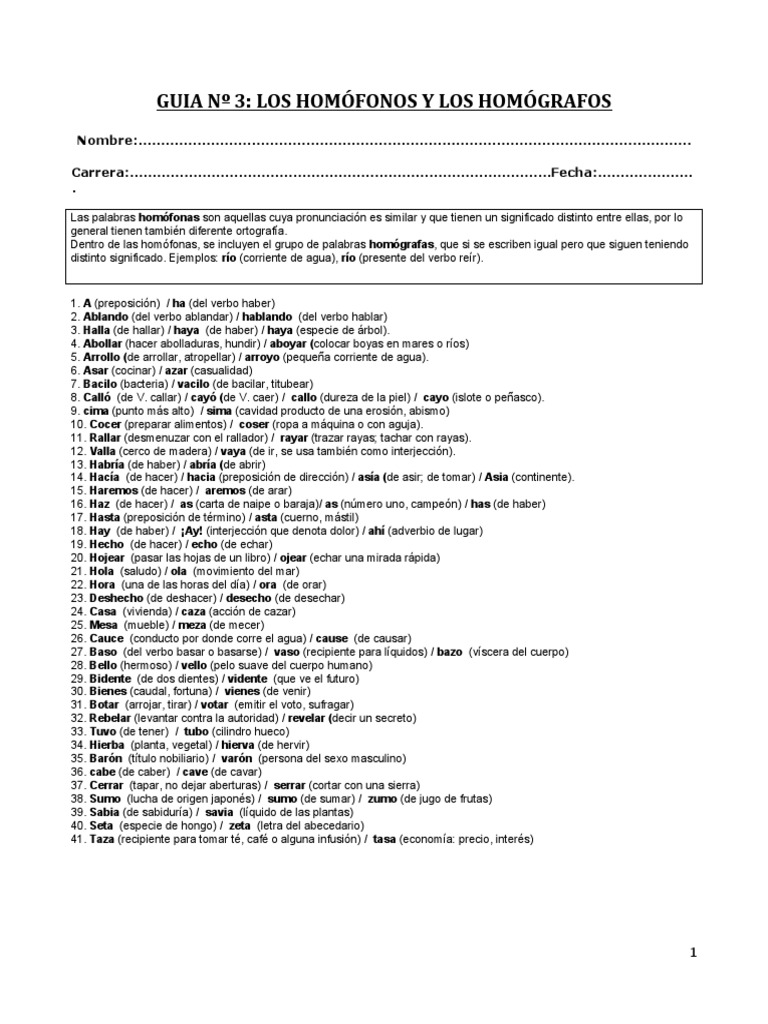 Palabras Homofonas | PDF | Lingüística | Naturaleza