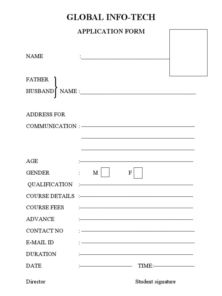 Global Info-Tech Application Form | PDF