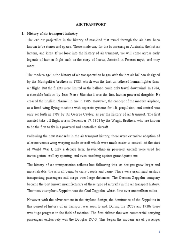 Air Transport 1. History of Air Transport Industry | PDF | Aviation | Cargo