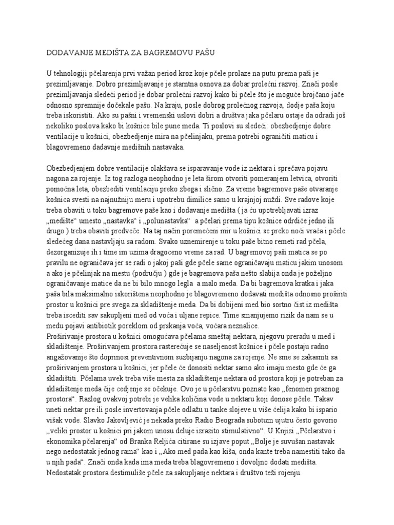 Dodavanje Medista Za Bagrem | PDF