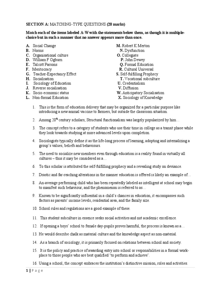 SOE FINAL EXAM PAPER Dec 2011 | PDF | Socialization | Sociology
