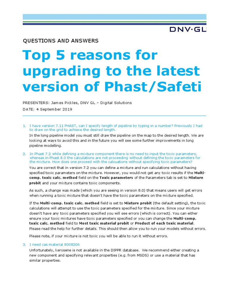 Webinar - Top 5 Reasons For Upgrading To The Latest Version of Phast ... Webinar - Top 5 Reasons For Upgrading To The Latest Version of Phast ...