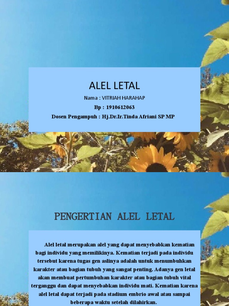 Tugas PPT Genetika (Alel Letal "Vitriah") | PDF