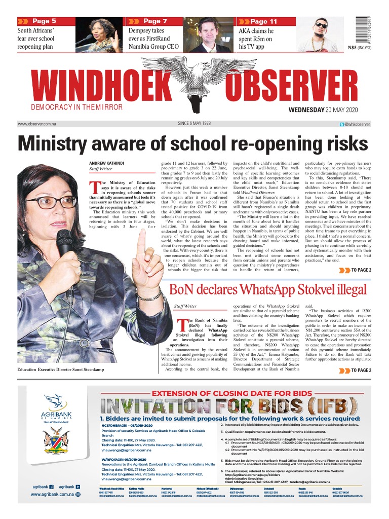 Windhoek Observer Wednesday 20 May 2020 | PDF | Learning | Business