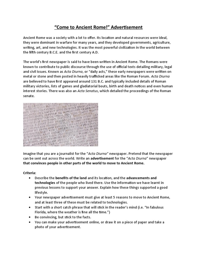 Ancient Rome Advertisement | PDF
