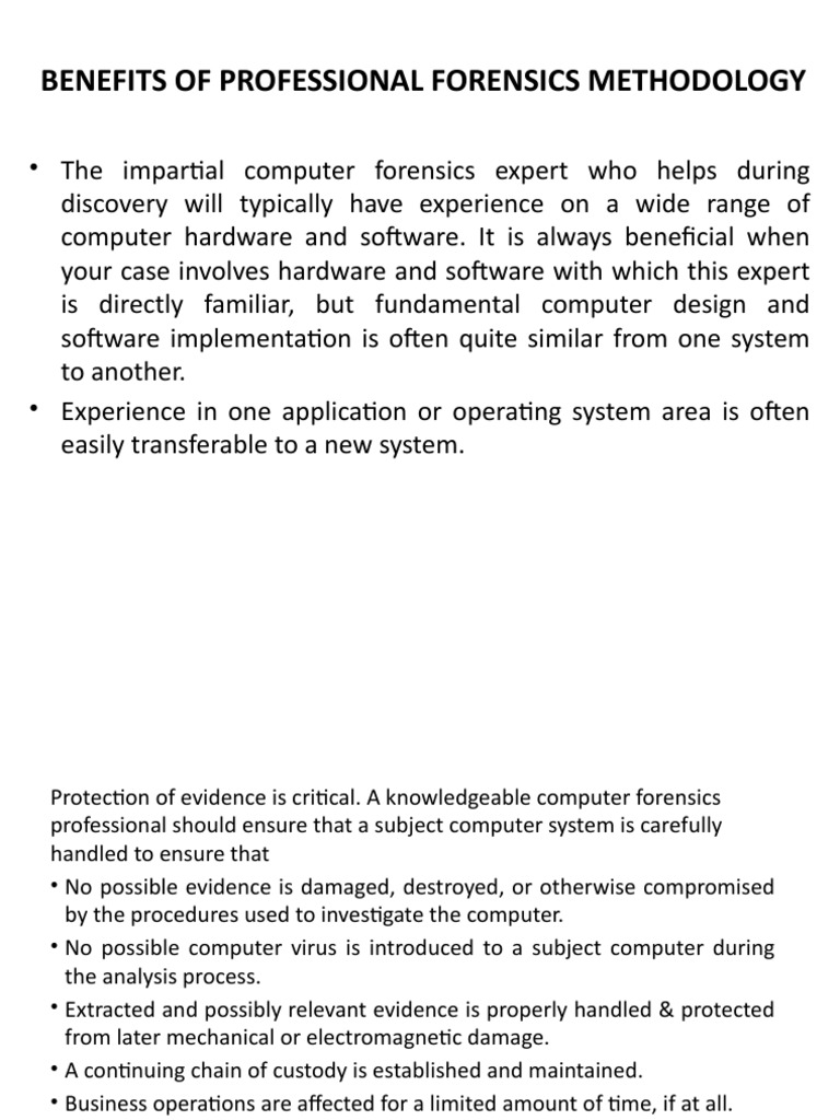 Benefits of Professional Forensics Methodology | PDF | Computer ...