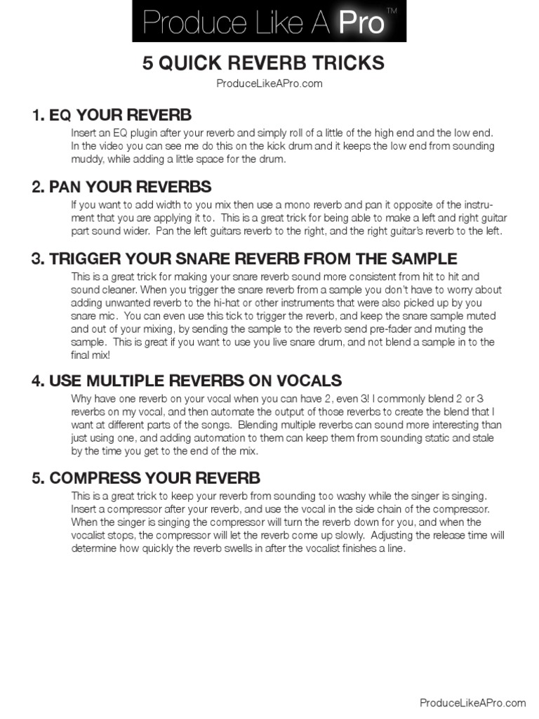5 Reverb Tricks Cheatsheet | PDF