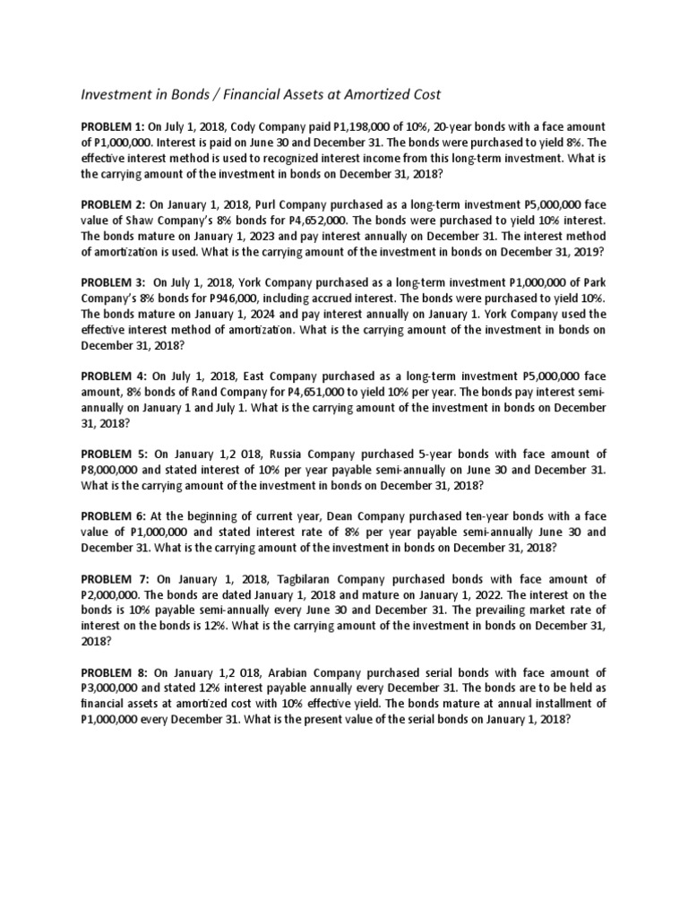Investment in Bonds / Financial Assets at Amortized Cost | PDF | Bonds ...