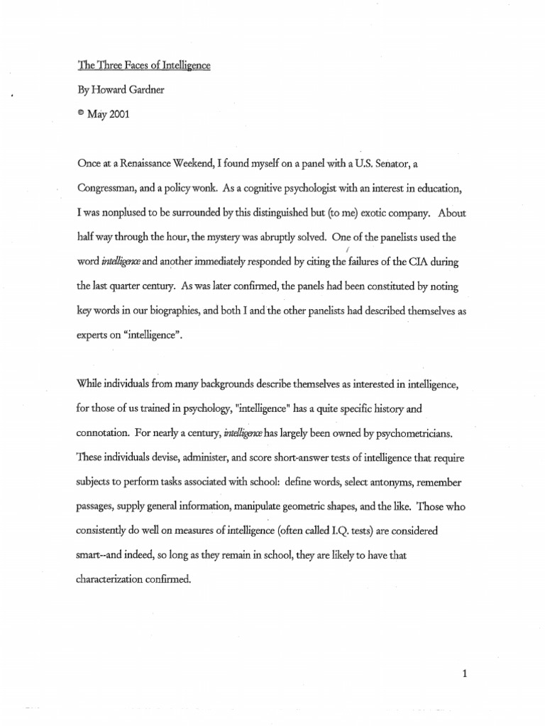 Three Faces of Intelligence | PDF