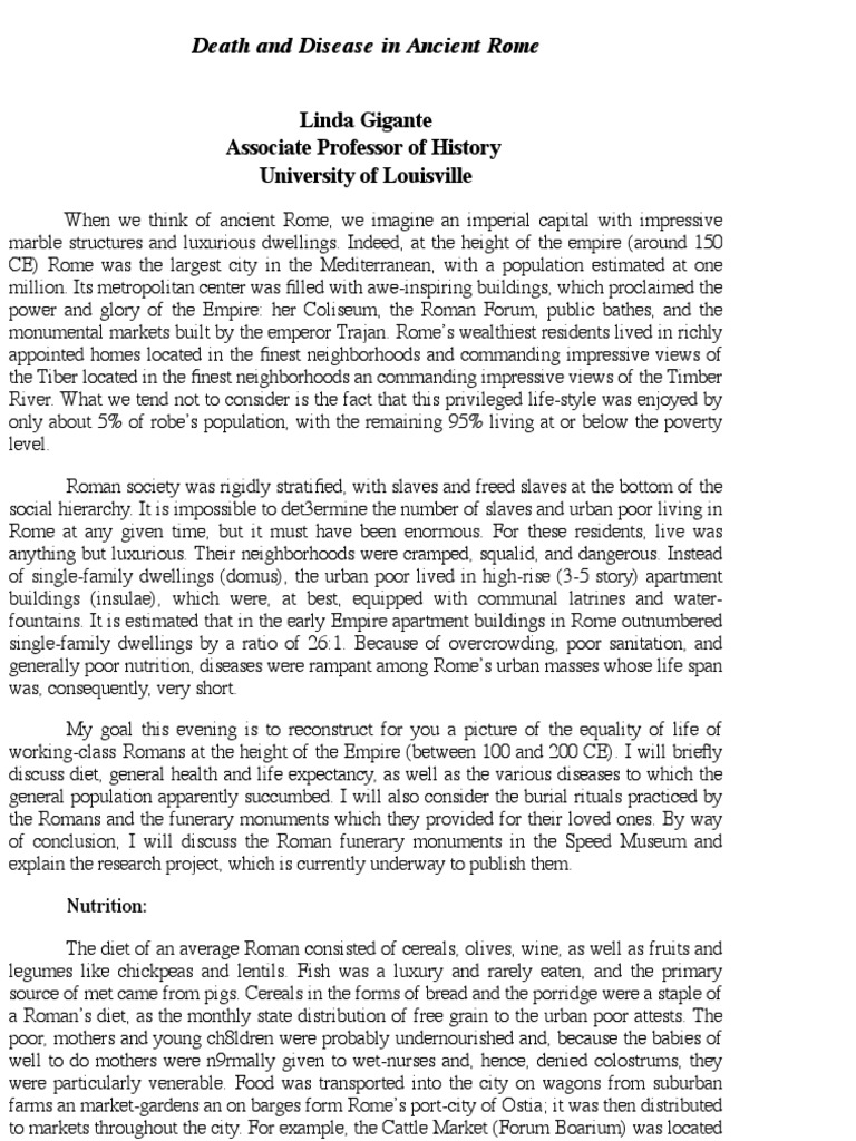 Death and Disease in Ancient Rome | PDF | Funeral | Roman Empire