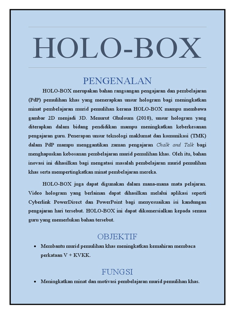 Manual Penggunaan HOLO-BOX | PDF
