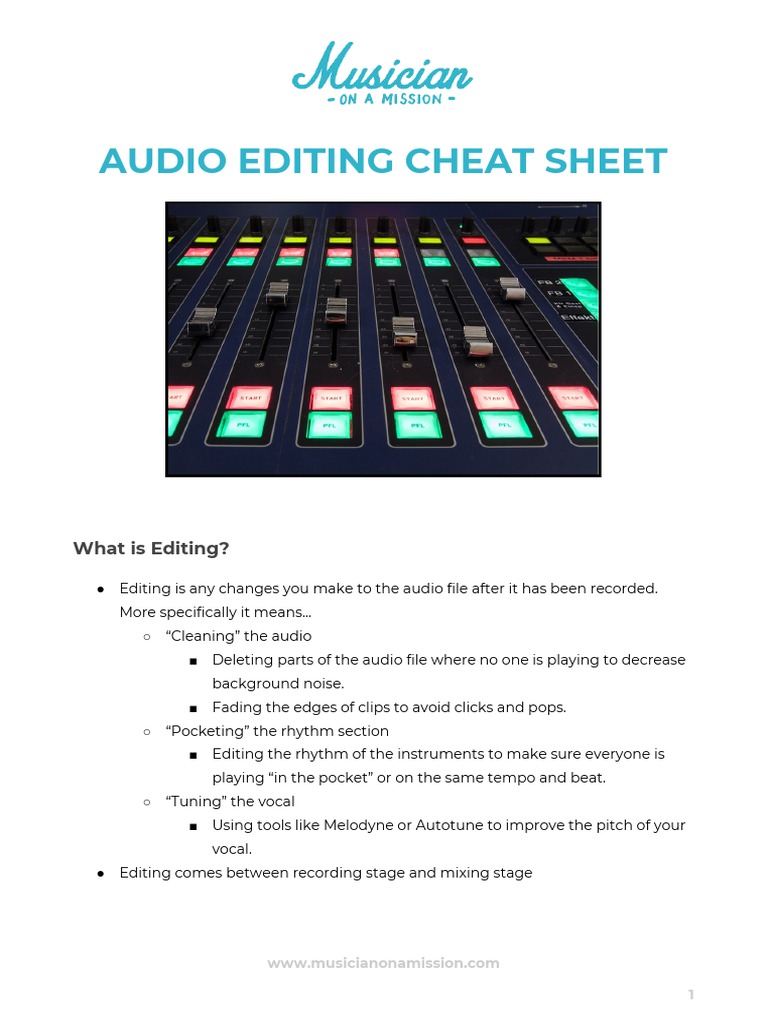 Audio Editing Cheat Sheet | PDF | Songs | Rhythm