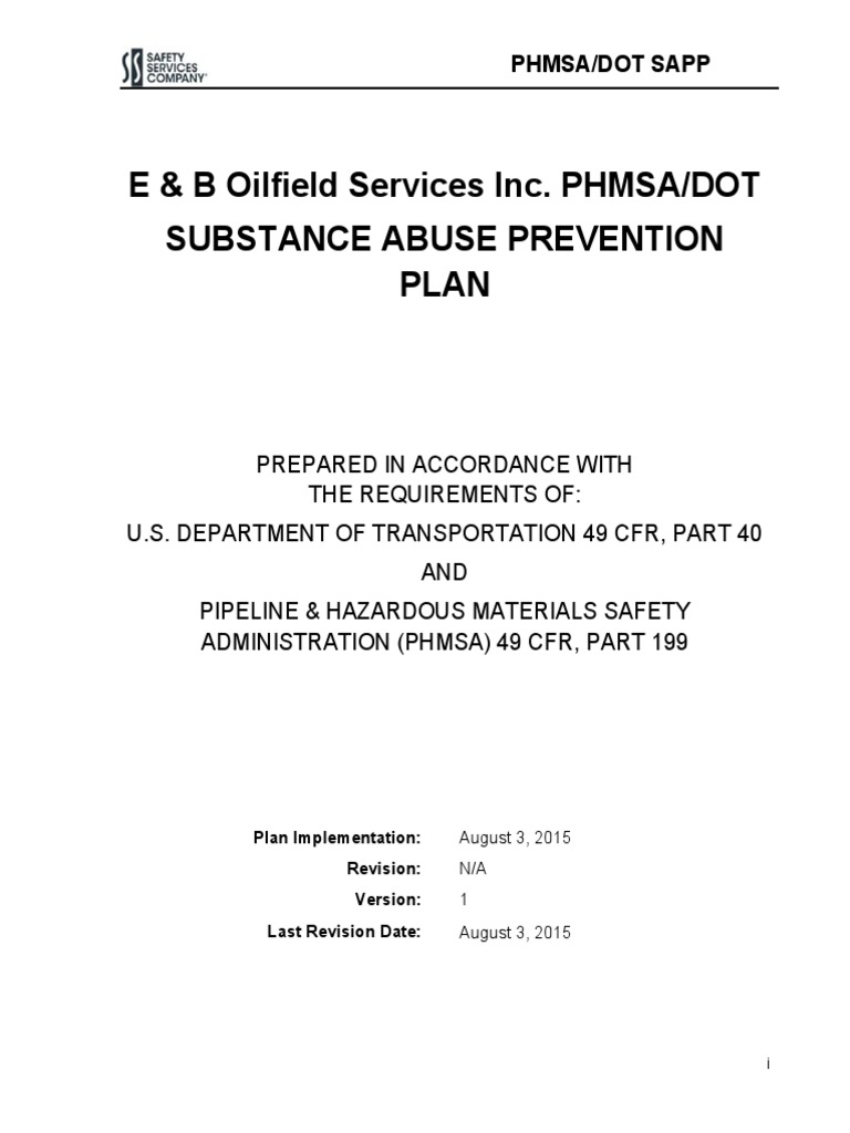 PHMSA/DOT Substance Abuse Plan | PDF | Drug Test | Government