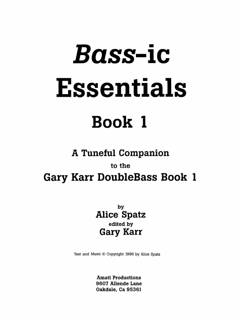Gary Karr - Bass-Ic Essential (Book 1) PDF | PDF | Double Bass | Rhythm ...