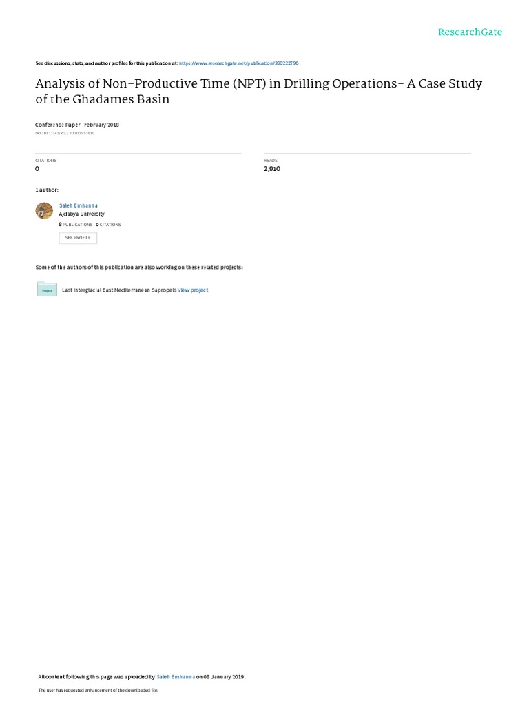 Analysis of NPT in Drilling Operations - A Case Stydy | PDF | Computer ...