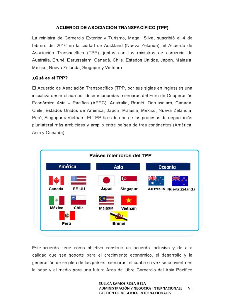 Acuerdo de Asociación Transpacífico TPP | PDF | Acuerdo de Asociación ...