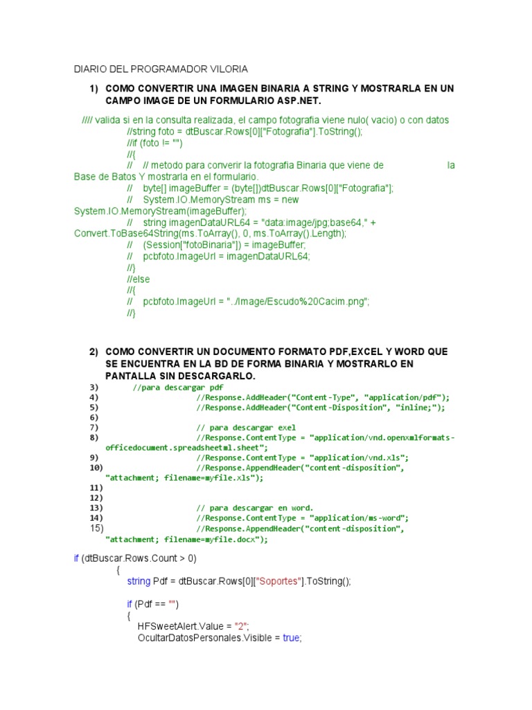 How to Display Binary Images, PDFs, Excel and Word Documents Stored in ...
