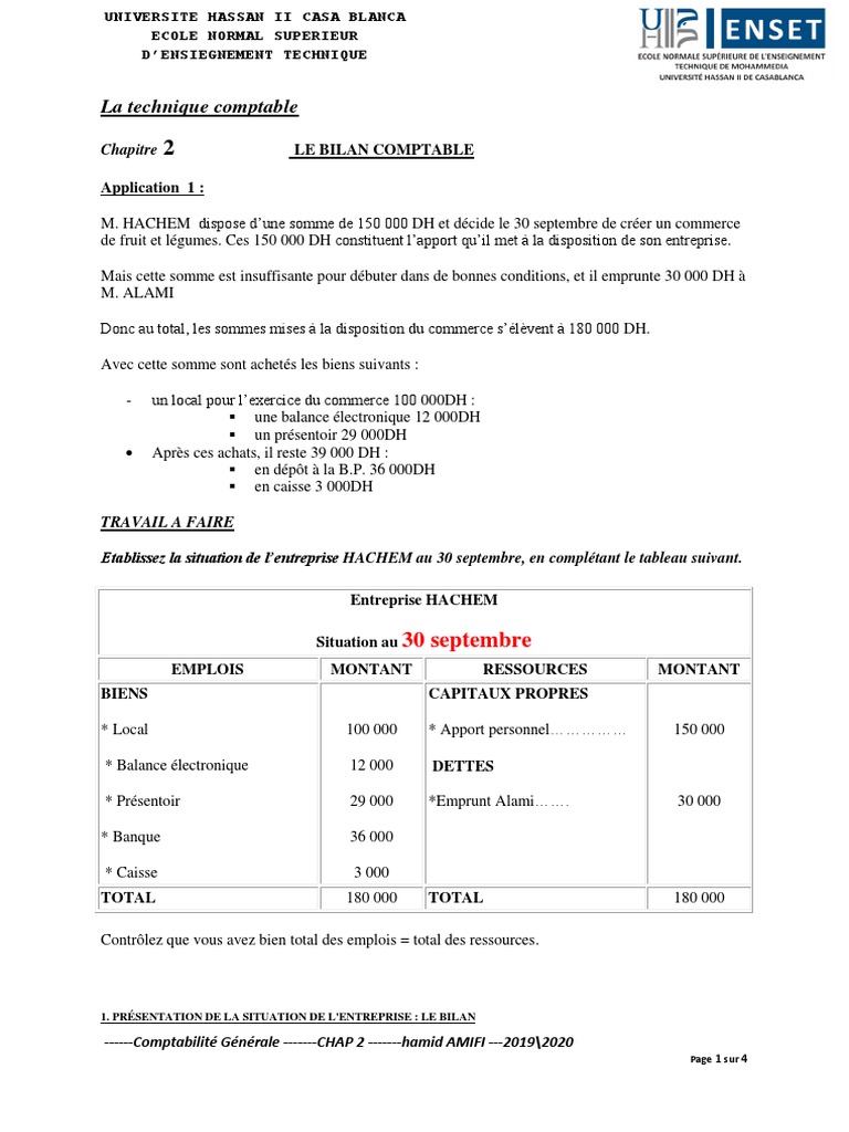 Chapitre 2 Le Bilan | PDF | Bilan comptable | Passif (comptabilité)