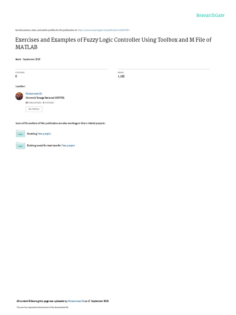 Exercises and Examples of Fuzzy Logic Controller Using Toolbox and M ...