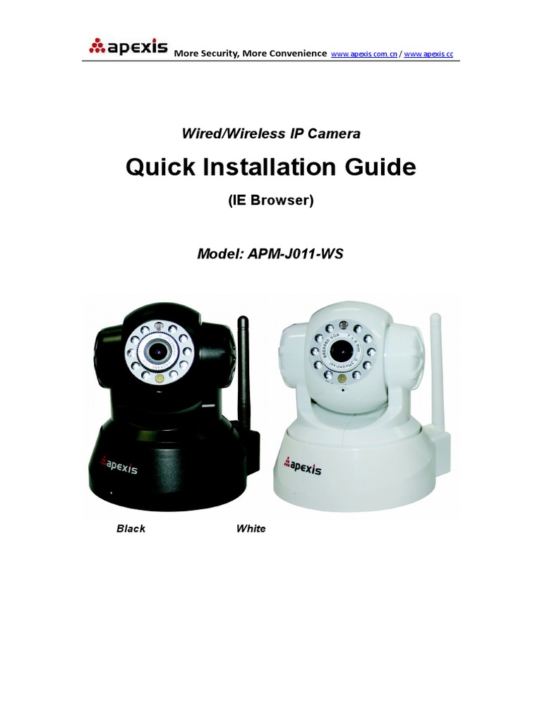 Quick Installation Guide: Wired/Wireless IP Camera | PDF | Wireless Lan ...