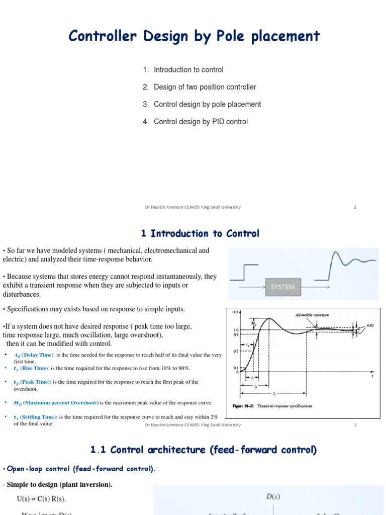 Control Design by Pole Placement 0 | PDF | Control Theory | Feedback