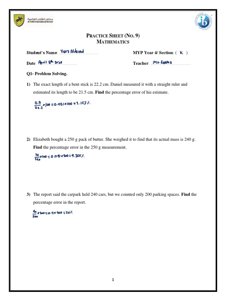 Y4 Mathematics Practice Sheet 9uwusuw | PDF
